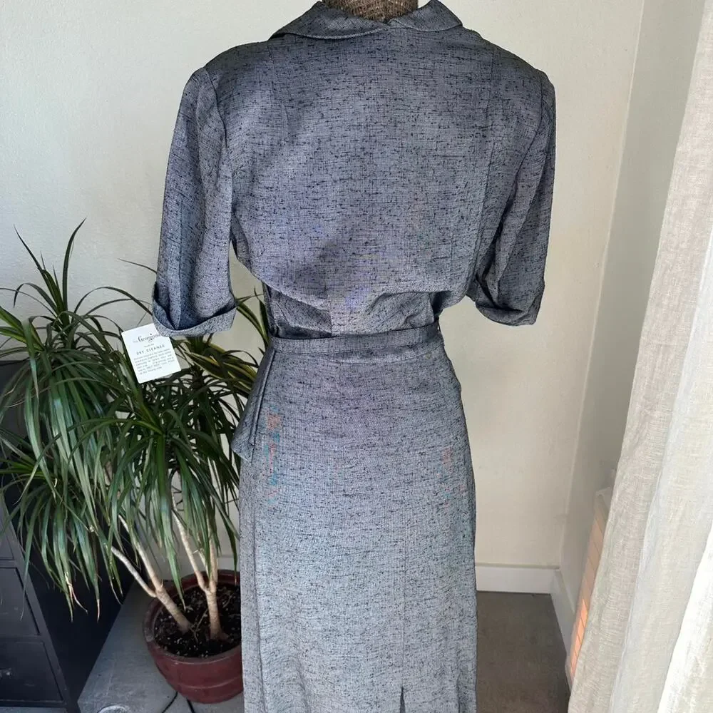 other | Dresses | Georgiana Womens S Dress Grey Vintage 95s Button Midi ...